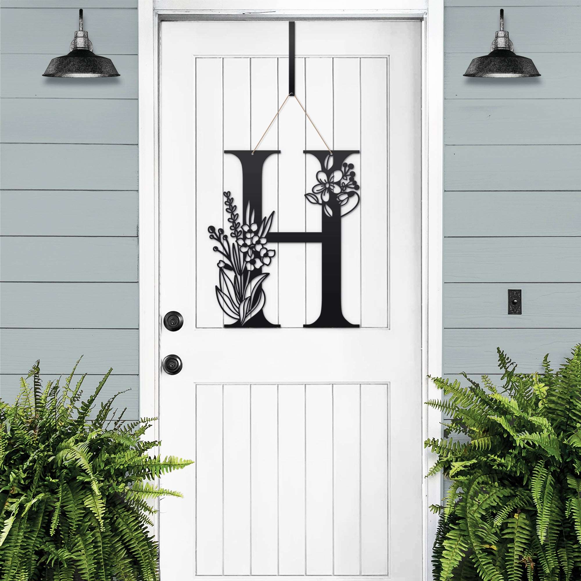 Metal Floral Monogram Porch Sign - HouseSensationsArt
